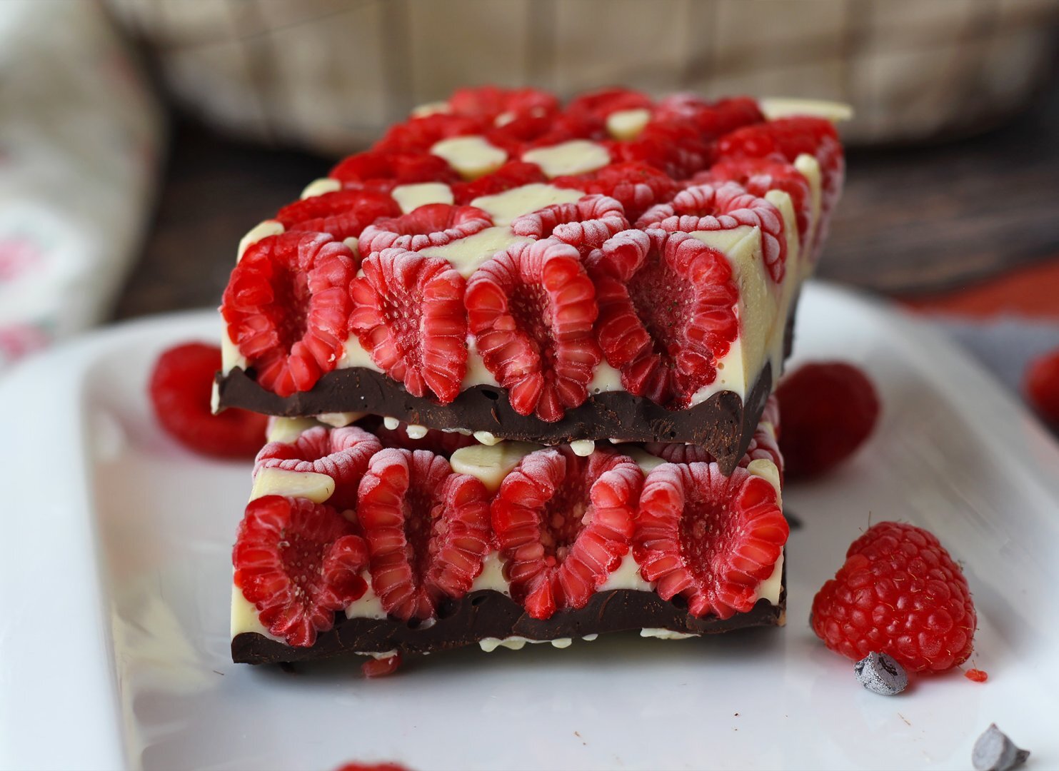 Receita de barra de chocolate franuí com framboesa