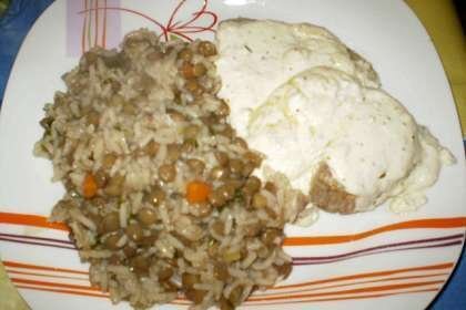 Receita de bifes de atum com natas e arroz de lentilhas