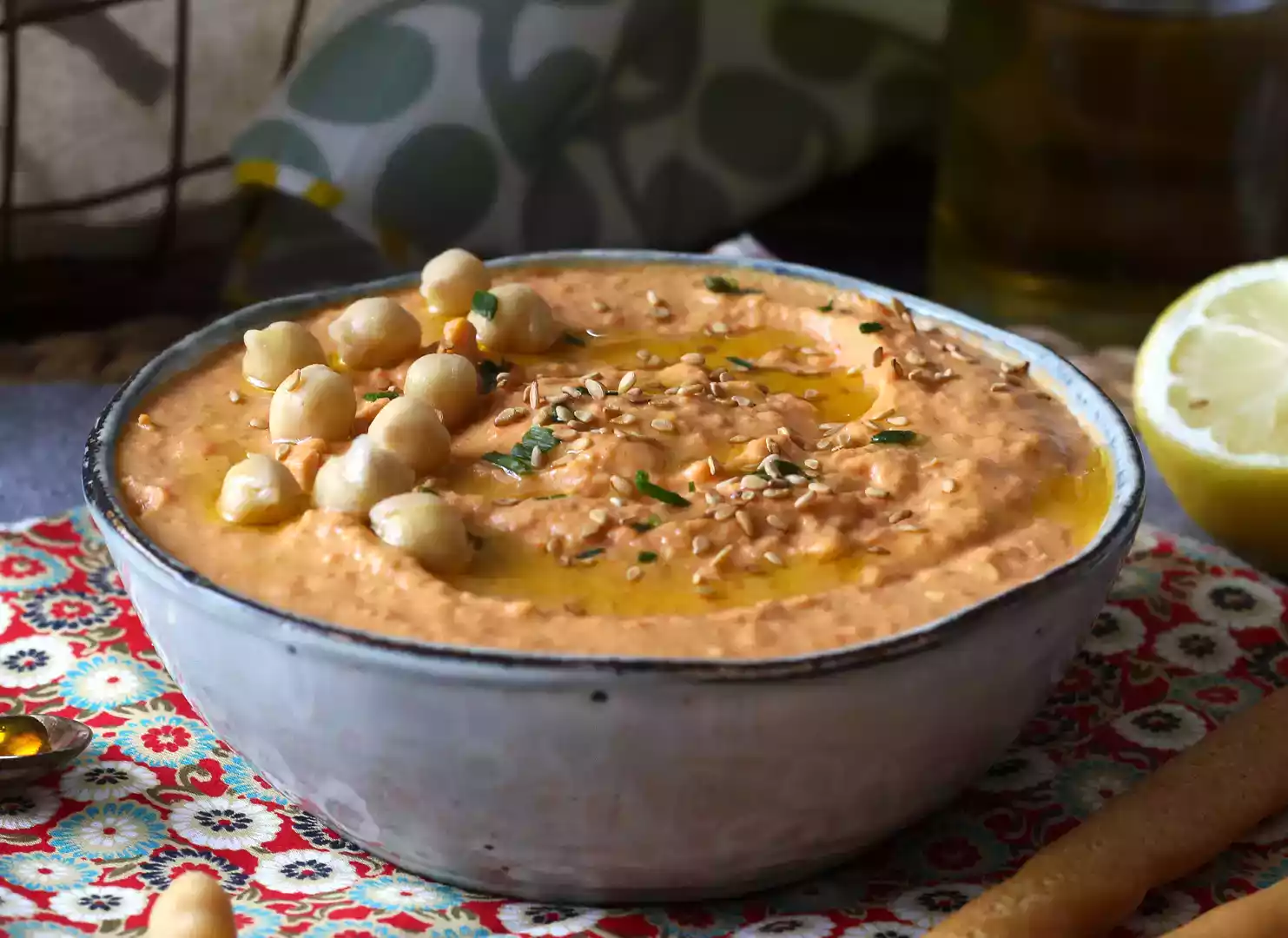 Receita de homus de pimentão vermelho