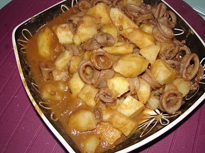 Receita de lulas guisadas com batatas - bimby
